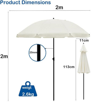 2M Outdoor Garden Parasols Umbrella with Crank Handle Tilting Sunshade ...