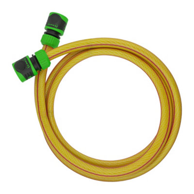 2m Premium 6-Layer Yellow Garden Hose 1/2" with 2 Green Click & Lock 1/ ...