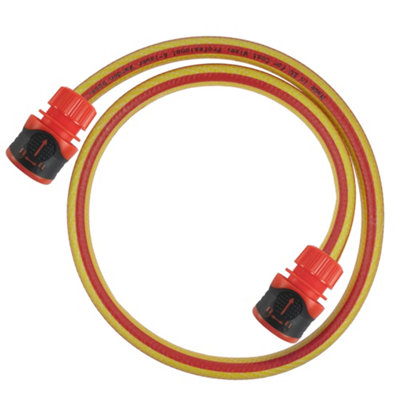 2m Premium 6-Layer Yellow Garden Hose 1/2" with 2 x Orange Click & Lock ...