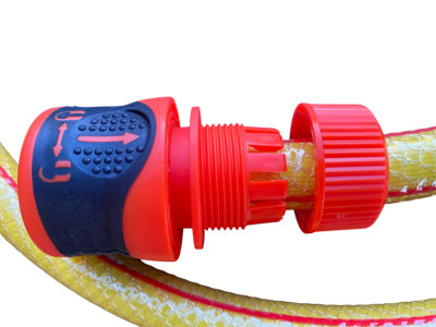 2m Premium 6-Layer Yellow Garden Hose 1/2" with 2 x Orange Click & Lock ...