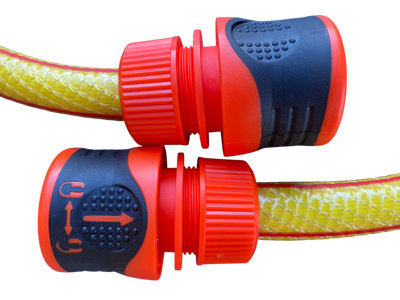 2m Premium 6-Layer Yellow Garden Hose 1/2" with 2 x Orange Click & Lock ...