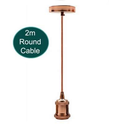 2m Round Cable E27 Rose Gold Pendant Light Holder Modern Ceiling ...