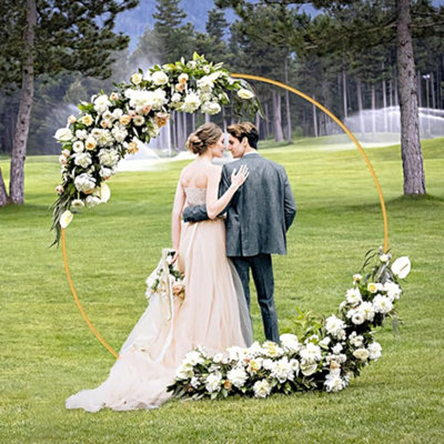 Buy 2M Round Hoop Balloon Arch Backdrop Flower Gold Display Stand Frame ...