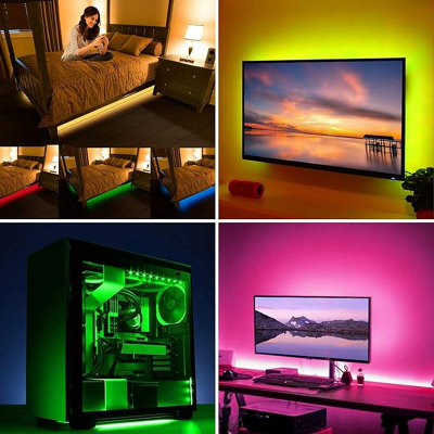2m Waterproof RGB LED Strip Lights - USB-Powered and Remote-Controlled