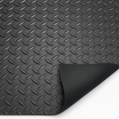 2m x 1.2m Diamond Rubber Flooring Roll 3mm Thick Non-Slip Mat for ...