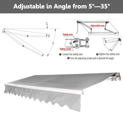 2M x 1.5M Retractable Awning, Manual Awnings for Patio Sun Shade ...