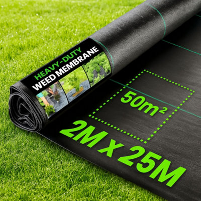 2m x 25m Weed Control Membrane Barrier Fabric - Heavy Duty Weed ...