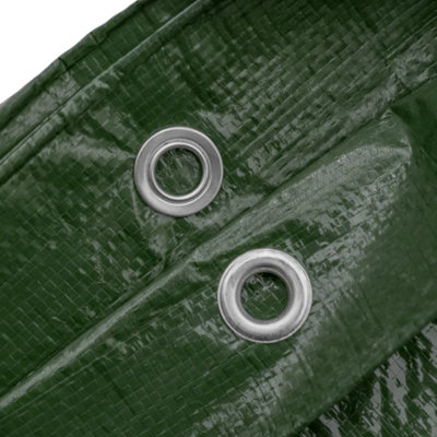 2m x 2m Green M-Grade Tarpaulin with 10 Meters x 6mm Bungee Rope and 10 ...