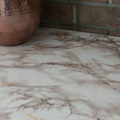 2m x 45cm Glossy Brown White Self Adhesive Marble Sticky Back Plastic ...