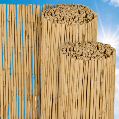 2m x 4m Natural Thick Bamboo Peeled Reed Fence Outdoor Garden | DIY at B&Q