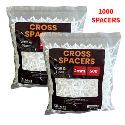 2mm Wall & Floor Tile Spacers 1000 Pack - White Tile Installation Tools
