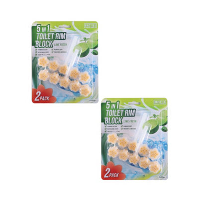 2Pack 5In1 Twin Toilet Rim Block Lime