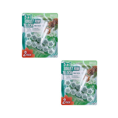 2Pack 5In1 Twin Toilet Rim Block Pine