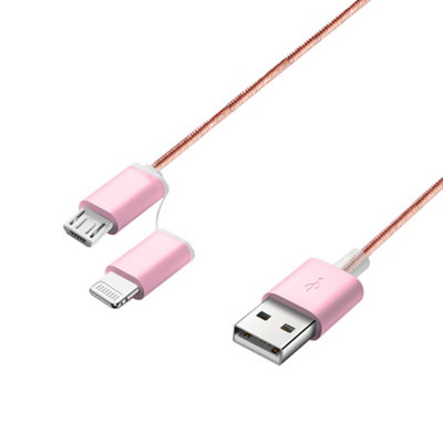 2Pack Voltico 2In1 USB Cable 1.2M pink