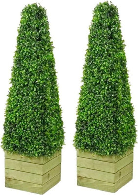 2PC 3FT Artificial Pyramid Cone Trees Boxwood Topiary Plants | DIY at B&Q