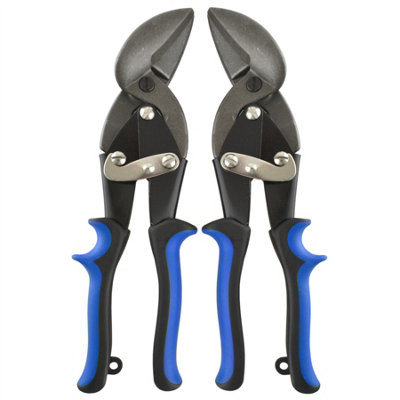2pc Fully Offset Aviation 10in 254mm Tin Snips Cutters Blades Shears Grip