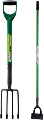 2Pc Garden Border Digging Fork & Dutch Hoe Set Tool Steel Gardening ...