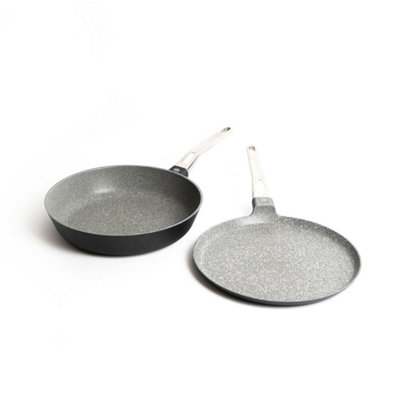 2pc Induction-Safe & Non-Stick Cast Aluminium Pan Set with 28cm Frying ...