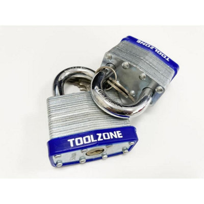 2PC Laminated Steel Padlocks 50mm Heavy Duty Riveted Body Keyed Alike ...