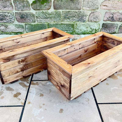 2Pc Large Trough - Wood - L41 x W83 x H32.5 cm - Fully Assembled