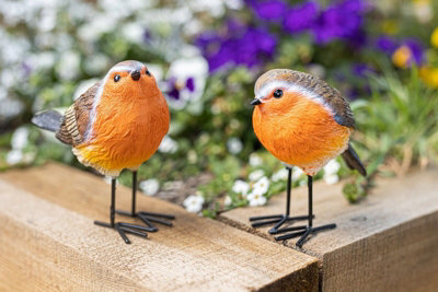 2pc Red Breast Robin Ornaments