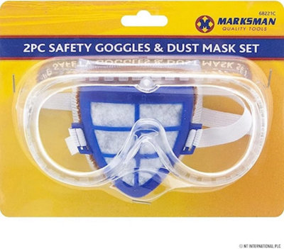 2pc Respirator & Goggles Set Chemical Respitator Face Gas Paint Spray ...