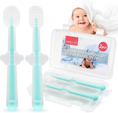 2pc Silicone Toothbrush Set for Babies, Easy-Grip Toddler Brush for ...