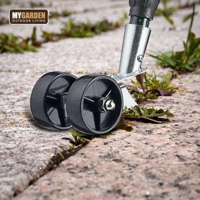 2pc Telescopic Weed Brush & Scraper Broom Head Patio Deck Scrub Block ...