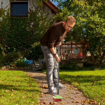 2pc Telescopic Weed Brush & Scraper Broom Head Patio Deck Scrub Block ...