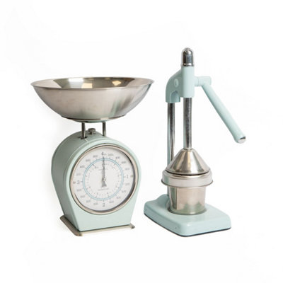 2pc Vintage Blue Heavy Duty Kitchen Set including Mechanical Scales and ...