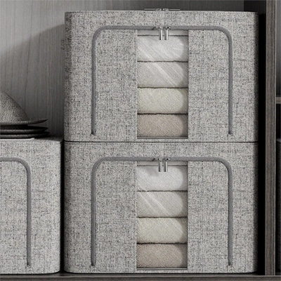 2PCS 100L Fabric Folding Storage Box with Handle