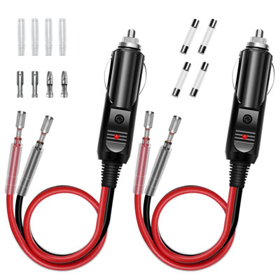 2pcs 16AWG 12V/24V Car Cigarette Lighter Male Plug with Leads, Replace ...