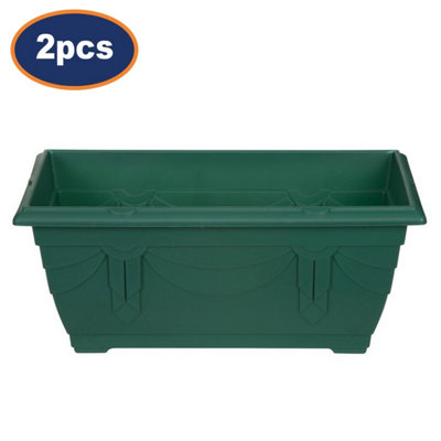 2pcs 40cm Window Box Planter Plastic Venetian Flower Plant Green Pot Trough
