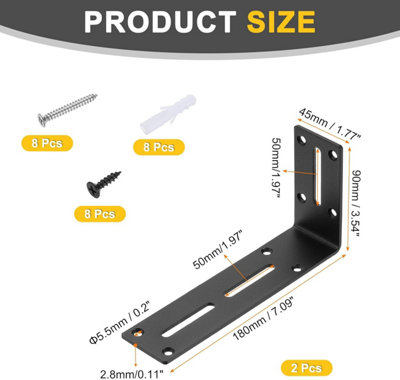 2Pcs Adjustable L Shape Corner Brace Corner Brace Slotted Joint Right ...