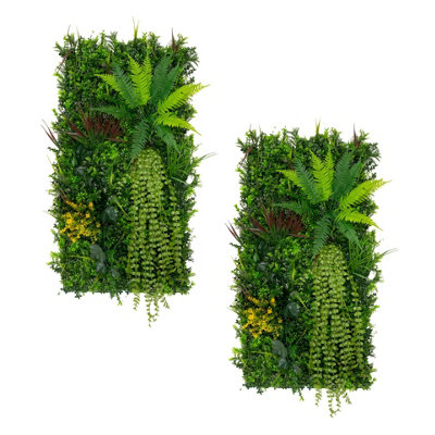 2Pcs Artificial Plant Wall Panel 50 x 100cm Alina Living Foliage Greenery Tiles Indoor Outdoor ...