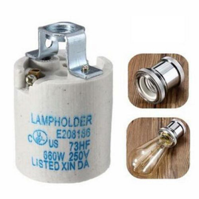 2Pcs Batten Lamp Holder E27 Heat Lamp Base Max 60W Ceramic Lamp Holder ...