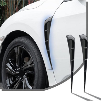 2PCS Black Car Fender Decoration Stickers, Universal Carbon Fiber Side Vent