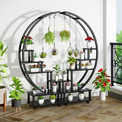 2Pcs Black Half Moon Shaped Metal Frame Plant Stand Display Shelf with ...