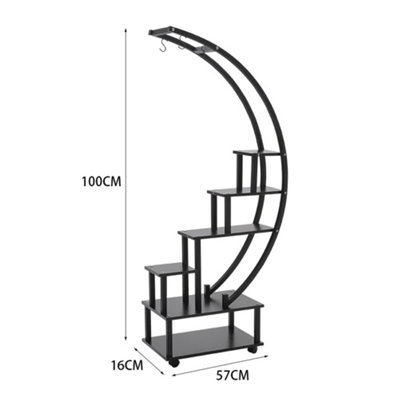 2Pcs Black Half Moon Shaped Metal Frame Plant Stand Display Shelf with ...