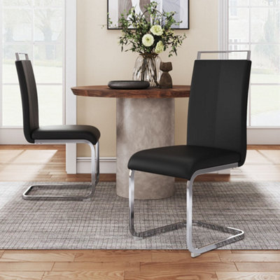2pcs Black Modern L-Shaped Design Metal High Dining Chairs, 41cm W x 50 ...