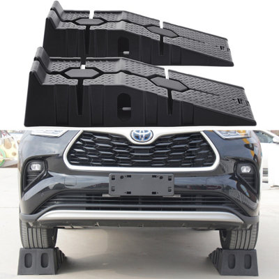 2Pcs Black Portable Rubber Vehicle Access Ramp Set 2.5 T Car ...
