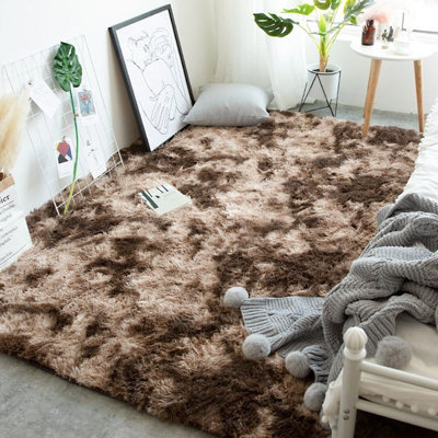 2PCS Fluffy Area Rugs Luxury Soft Non Slip Mat Living Room Decorative ...