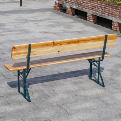 2Pcs Folding Wood Bar Bench Garden Bench with Backrest