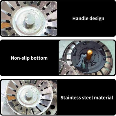 2Pcs Kitchen Sink Plug Stainless Steel Sink Plug Strainer Kitchen Sink ...