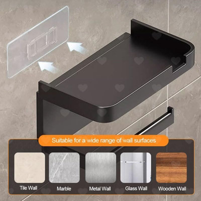2Pcs No Drill Wall Mounted Toilet Paper Holder with Phone Shelf, Self ...