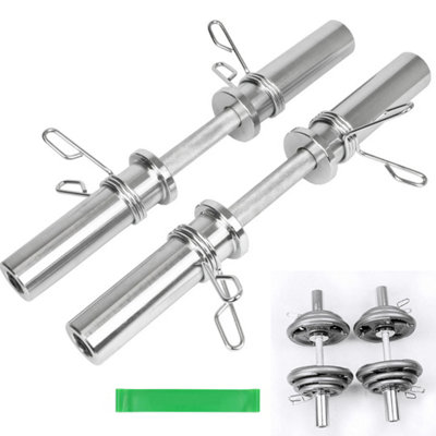 2Pcs Olympic Dumbbell Bar Set with Spring Collars Weight Lifting Equipment