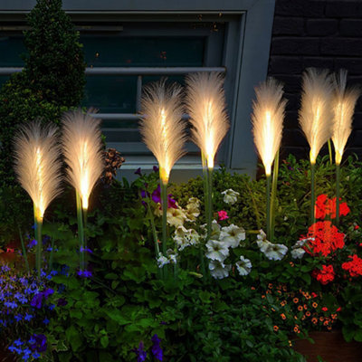 2Pcs Outdoor Solar Power Fiber Optic Reed Landscape Decoration Light ...