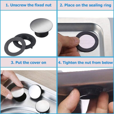 2pcs sink tape hole cover stainless steel faucet hole cover sink hole ...