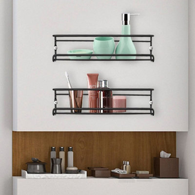 2PCS SPICE HERB JAR RACK WALL SHELF HOLDER KITCHEN CUPBOARD STORAGE ...