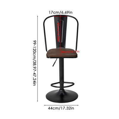 2Pcs Swivel Height Adjustable Bar Chairs Stools With Backrest For ...